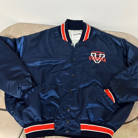 Jackets & Coats | University Of Virginia Navy Blue Satin Jacket | Poshmark
